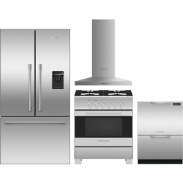 Fisher Paykel 4 Piece Appliance Package with RF201AHUSX1 Refrigerator ...