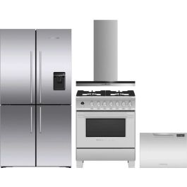 Fisher Paykel 4 Piece Appliance Package with RF203QDUVX1 Refrigerator ...