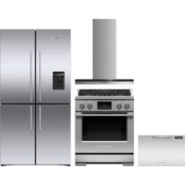 Fisher Paykel 4 Piece Appliance Package with RF203QDUVX1 Refrigerator ...