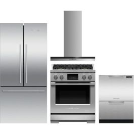 Fisher Paykel 4 Piece Appliance Package with RF170ADJX4 Refrigerator ...