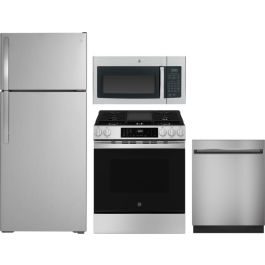 GE 4 Piece Appliance Package with GIE18GSNRSS Refrigerator, GGS600AVFS ...