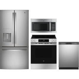 GE 4 Piece Appliance Package with GFE24JYKFS Refrigerator, GRS500PVSS ...