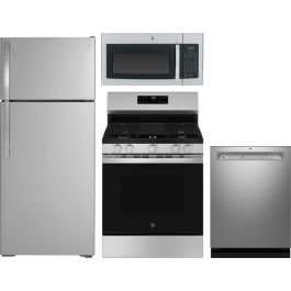 GE 4 Piece Appliance Package with GIE18GSNRSS Refrigerator, GGF500PVSS ...
