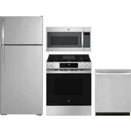 GE 4 Piece Appliance Package with GIE18GSNRSS Refrigerator, GGS600AVFS ...