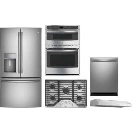 GE Profile 5 Piece Appliance Package with PFE28KYNFS Refrigerator ...
