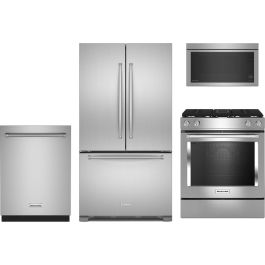 KitchenAid 4 Piece Appliance Package with KRFC302ESS Refrigerator ...