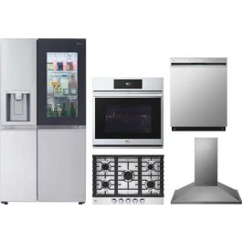 LG 5 Piece Appliance Package with LRSOS2706S Refrigerator, CBGJ3023S ...