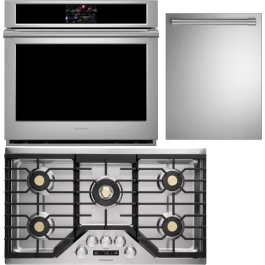 Monogram 3 Piece Appliance Package with ZGU36ESLSS Cooktop, ZTS90DPSNSS ...