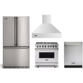 Viking 4 Piece Appliance Package with RVFFR336SS Refrigerator ...