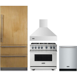 Viking 4 Piece Appliance Package with FBI7360WR Refrigerator ...
