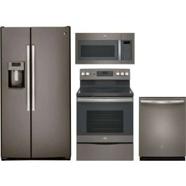GE 4 Piece Appliance Package with GSS25GMHES Refrigerator, JB655EKES ...