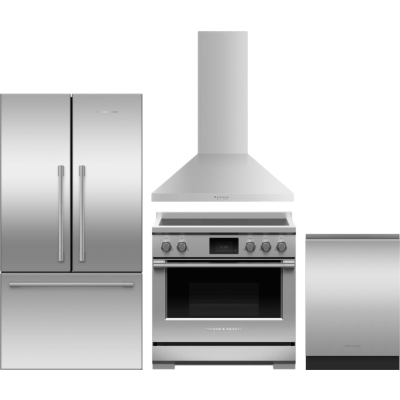 Fisher Paykel 4 Piece Appliance Package with RF201AHJSX1 Refrigerator ...