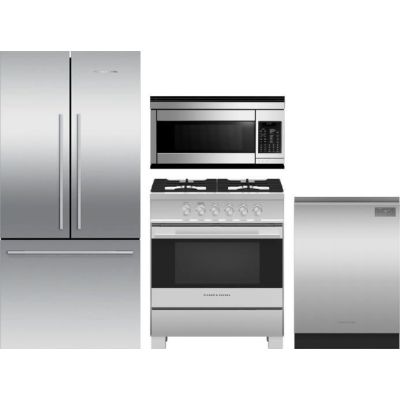 Fisher Paykel 4 Piece Appliance Package with RF170ADJX4 Refrigerator ...