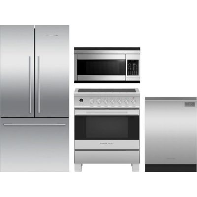 Fisher Paykel 4 Piece Appliance Package with RF170ADJX4 Refrigerator ...