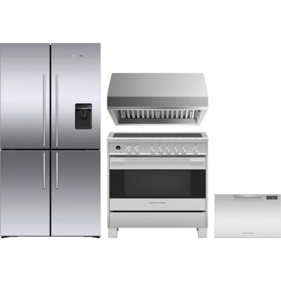 Fisher Paykel 4 Piece Appliance Package with RF203QDUVX1 Refrigerator ...