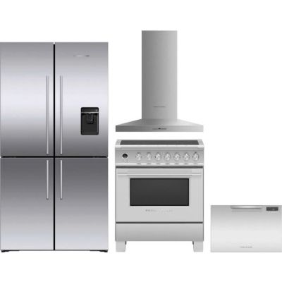 Fisher Paykel 4 Piece Appliance Package with RF203QDUVX1 Refrigerator ...