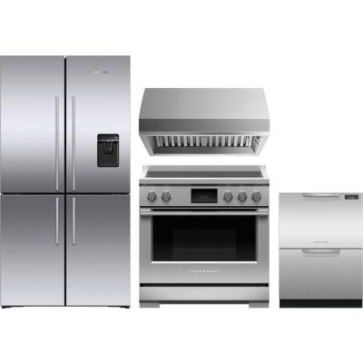 Fisher Paykel 4 Piece Appliance Package with RF203QDUVX1 Refrigerator ...