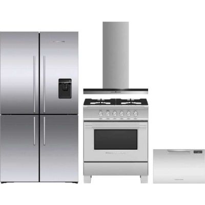 Fisher Paykel 4 Piece Appliance Package with RF203QDUVX1 Refrigerator ...