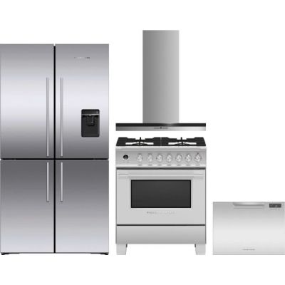Fisher Paykel 4 Piece Appliance Package with RF203QDUVX1 Refrigerator ...
