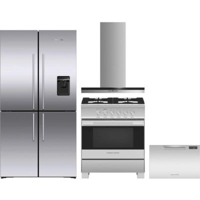 Fisher Paykel 4 Piece Appliance Package with RF203QDUVX1 Refrigerator ...