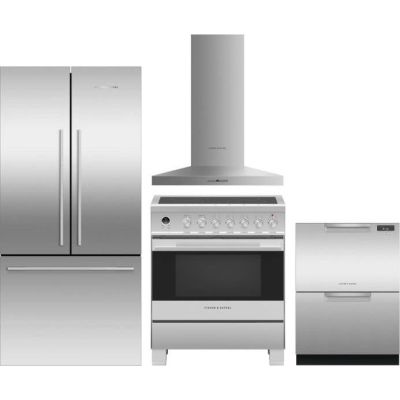 Fisher Paykel 4 Piece Appliance Package with RF170ADX4N Refrigerator ...