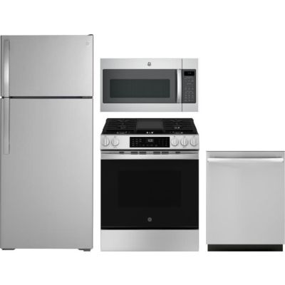 GE 4 Piece Appliance Package with GIE18GSNRSS Refrigerator, GGS600AVFS ...