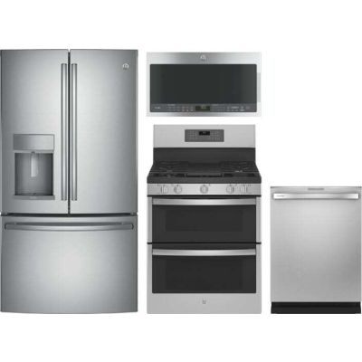 GE Profile 4 Piece Appliance Package with PFE28KYNFS Refrigerator ...