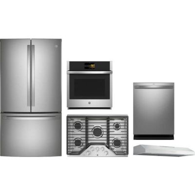 GE Profile 5 Piece Appliance Package with PWE23KYNFS Refrigerator ...