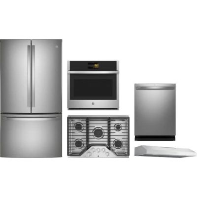 GE Profile 5 Piece Appliance Package with PWE23KYNFS Refrigerator ...