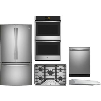 GE Profile 5 Piece Appliance Package with PWE23KYNFS Refrigerator ...