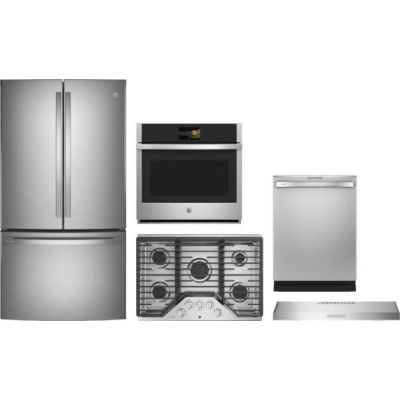 GE Profile 5 Piece Appliance Package with PWE23KYNFS Refrigerator ...