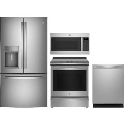 GE Profile 4 Piece Appliance Package with PYE22KYNFS Refrigerator ...