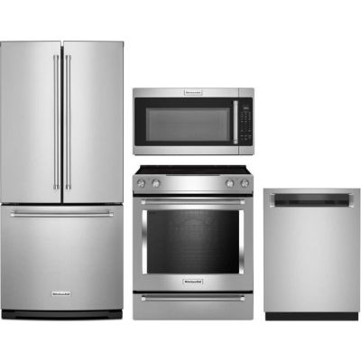 KitchenAid 4 Piece Appliance Package with KRFF300ESS Refrigerator ...