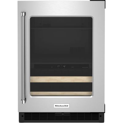KitchenAid KUBR214KSB 24" Beverage Center w/Glass Door and Wood-Front ...