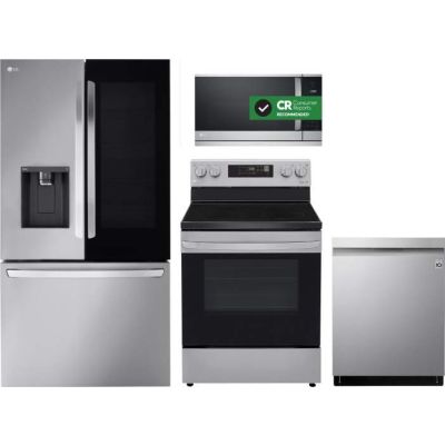 LG 4 Piece Appliance Package with LRFOC2606S Refrigerator, LREL6321S ...