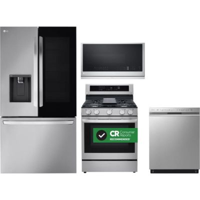 LG 4 Piece Appliance Package with LRFOC2606S Refrigerator, LRGL5825F ...