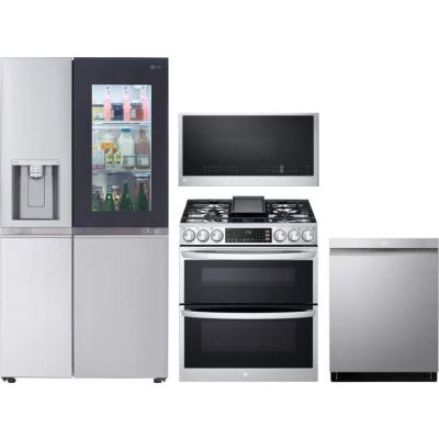 LG 4 Piece Appliance Package with LRSOS2706S Refrigerator, LTGL6937F ...