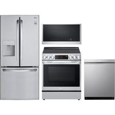 LG 4 Piece Appliance Package with LFDS22520S Refrigerator, LSEL6335FE ...