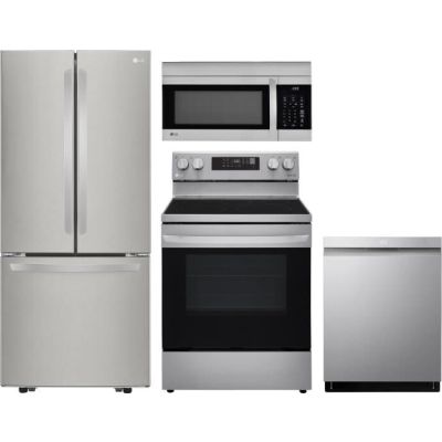 LG 4 Piece Appliance Package with LFCS22520S Refrigerator, LREL6323S ...