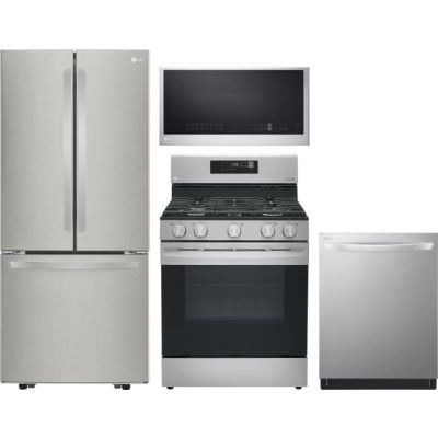LG 4 Piece Appliance Package with LFCS22520S Refrigerator, LRGL5821S ...
