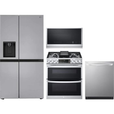 LG 4 Piece Appliance Package with LRSXS2706S Refrigerator, LTGL6937F ...