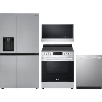 LG 4 Piece Appliance Package with LRSXC2306S Refrigerator, LSEL6331F ...