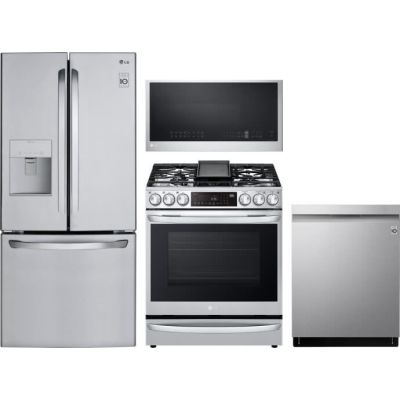 LG 4 Piece Appliance Package with LFDS22520S Refrigerator, LSGL6337F ...