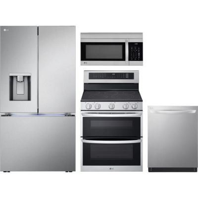 LG 4 Piece Appliance Package with LRYXC2606S Refrigerator, LDEL7324SE ...