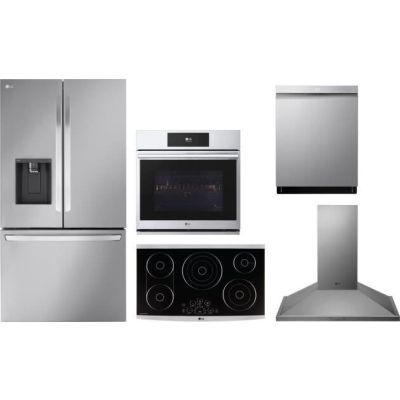 LG 5 Piece Appliance Package with LRFXS3106S Refrigerator, LSCE365ST ...