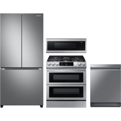 Samsung 4 Piece Appliance Package with RF18A5101SR Refrigerator ...