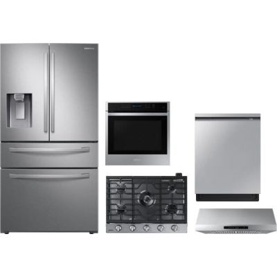 Samsung 5 Piece Appliance Package with RF28R7201SR Refrigerator ...