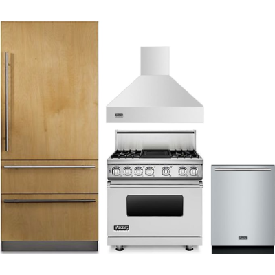 Viking 4 Piece Appliance Package with FBI7360WR Refrigerator ...