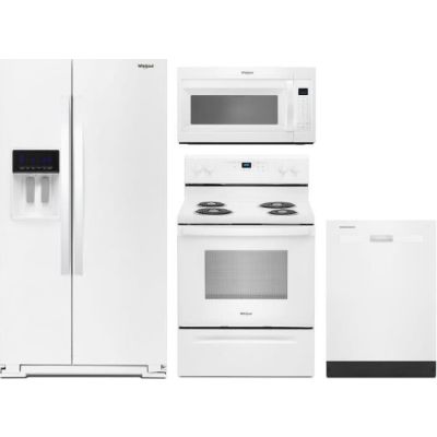 Whirlpool 4 Piece Appliance Package with WRS588FIHW Refrigerator ...