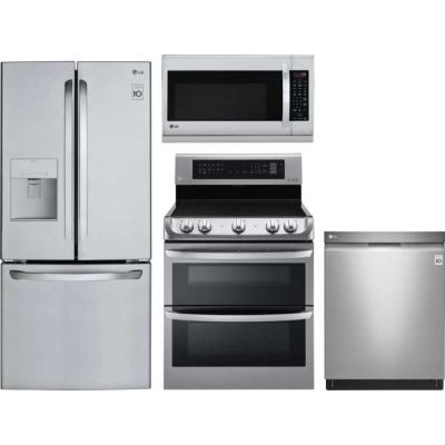 LG 4 Piece Appliance Package with LFDS22520S Refrigerator, LDE4413ST ...